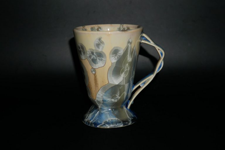 Mazagran avec anse en porcelaine gris-bleu 17cl